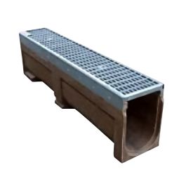 Polyester Concrete Drain Channel c/w C250 Cast Iron Grating - 1 m