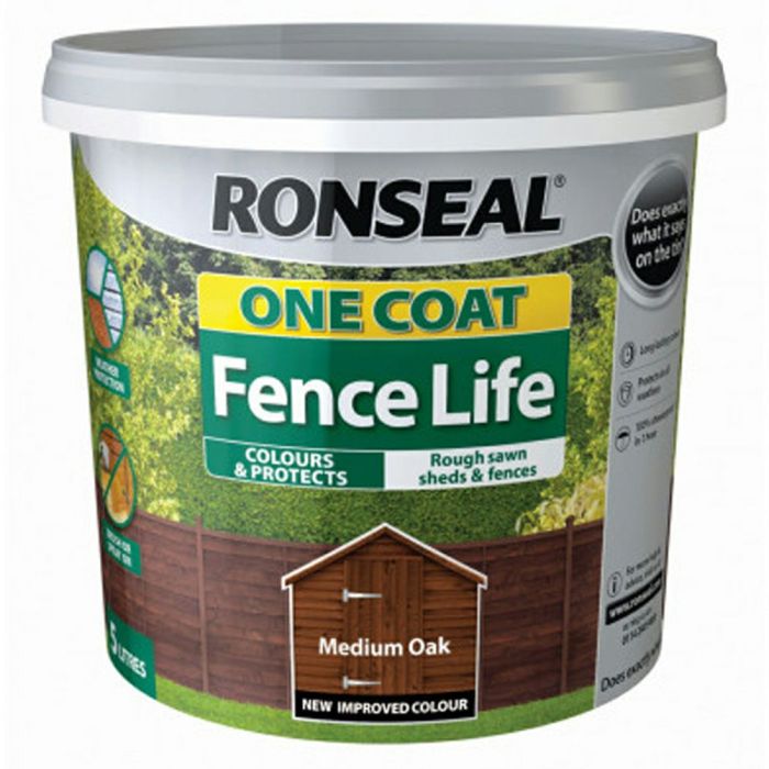 Ronseal One Coat Fence Life Fence Paint Med Oak | McMahons